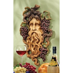 22.5" classic french god of grape wine home garden wall sculpture statue