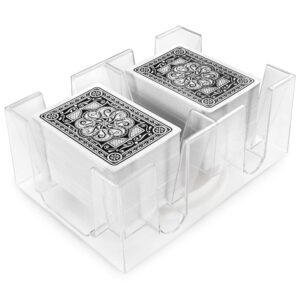 brybelly rotating card deck tray | standard sized playing cards | rotates in any direction | clear | 9 deck tray