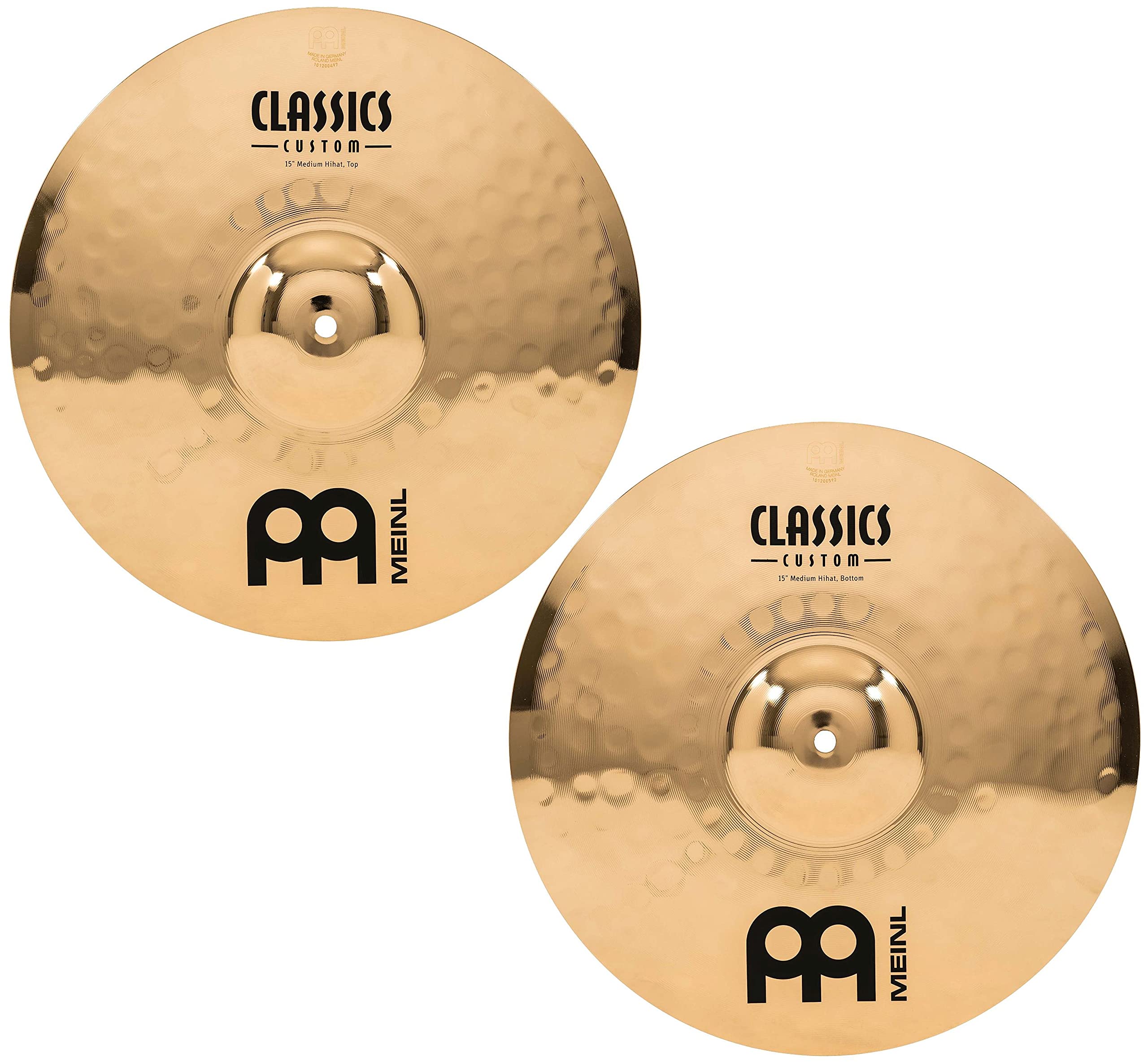 Meinl 15" Medium Hihat (Hi Hat) Cymbal Pair - Classics Custom Brilliant - Made in Germany, 2-YEAR WARRANTY (CC15MH-B)