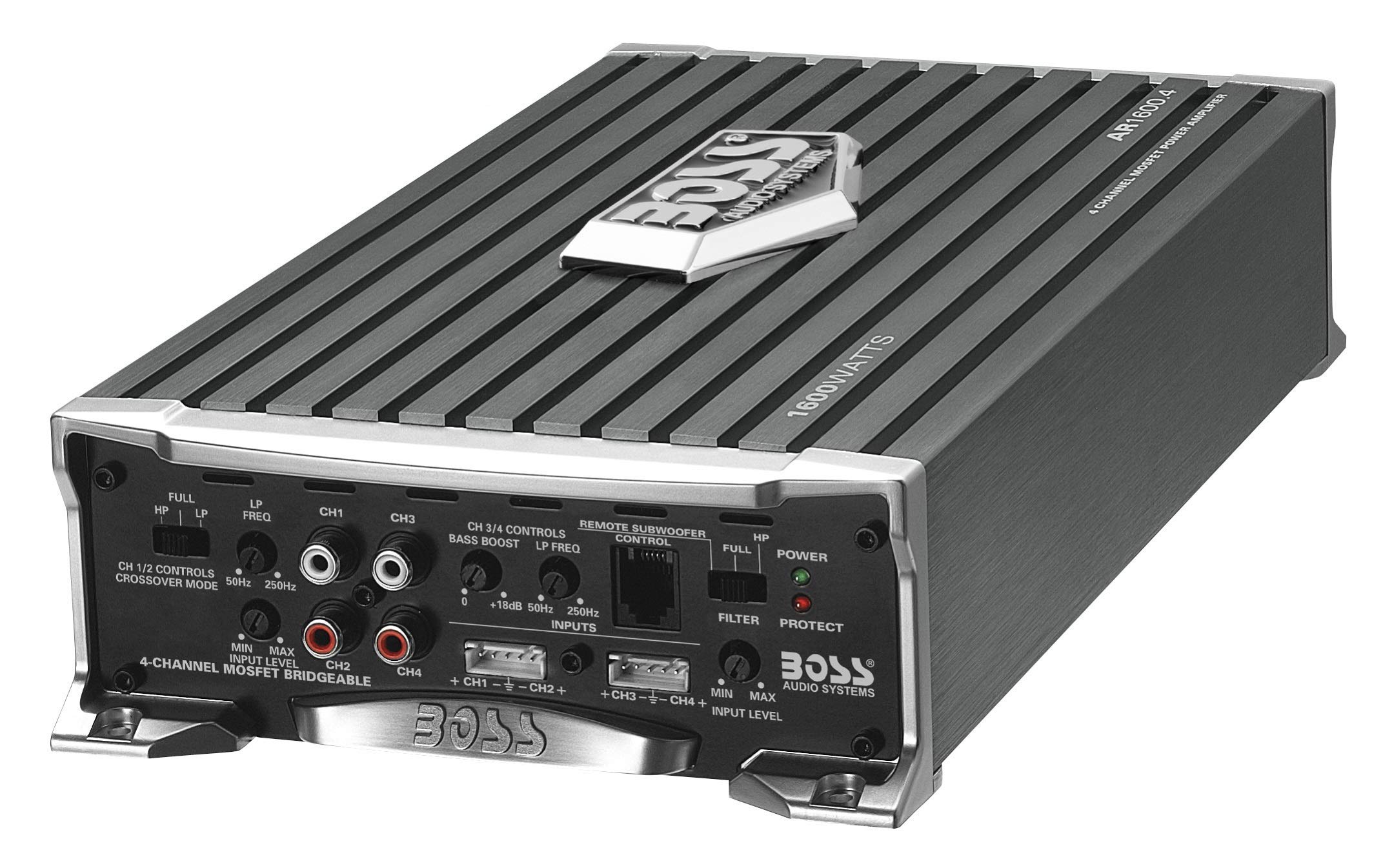 BOSS Audio Systems AR1600.4 4 Channel Car Amplifier - 1600 Watts, Full Range, Class A/B, 2-4 Ohm Stable, Mofet Power Supply, Bridgeable