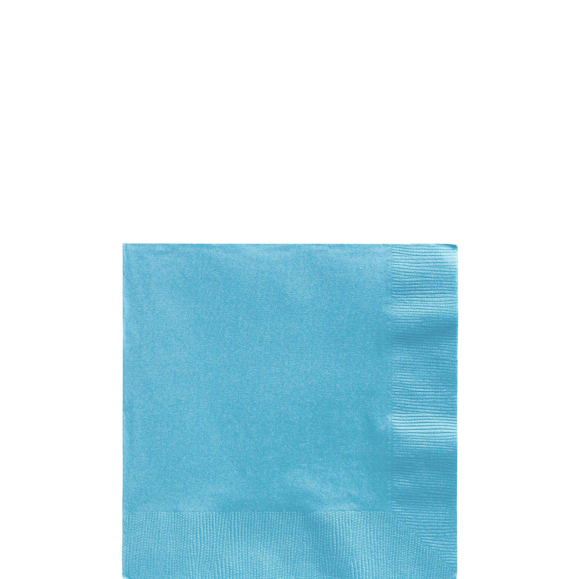 Amscan Big Party Pack Caribbean Blue Beverage Paper Napkins, 100 Ct, 5" x 5"