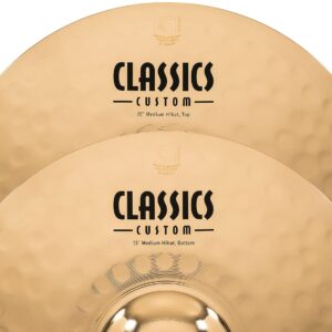 Meinl 15" Medium Hihat (Hi Hat) Cymbal Pair - Classics Custom Brilliant - Made in Germany, 2-YEAR WARRANTY (CC15MH-B)