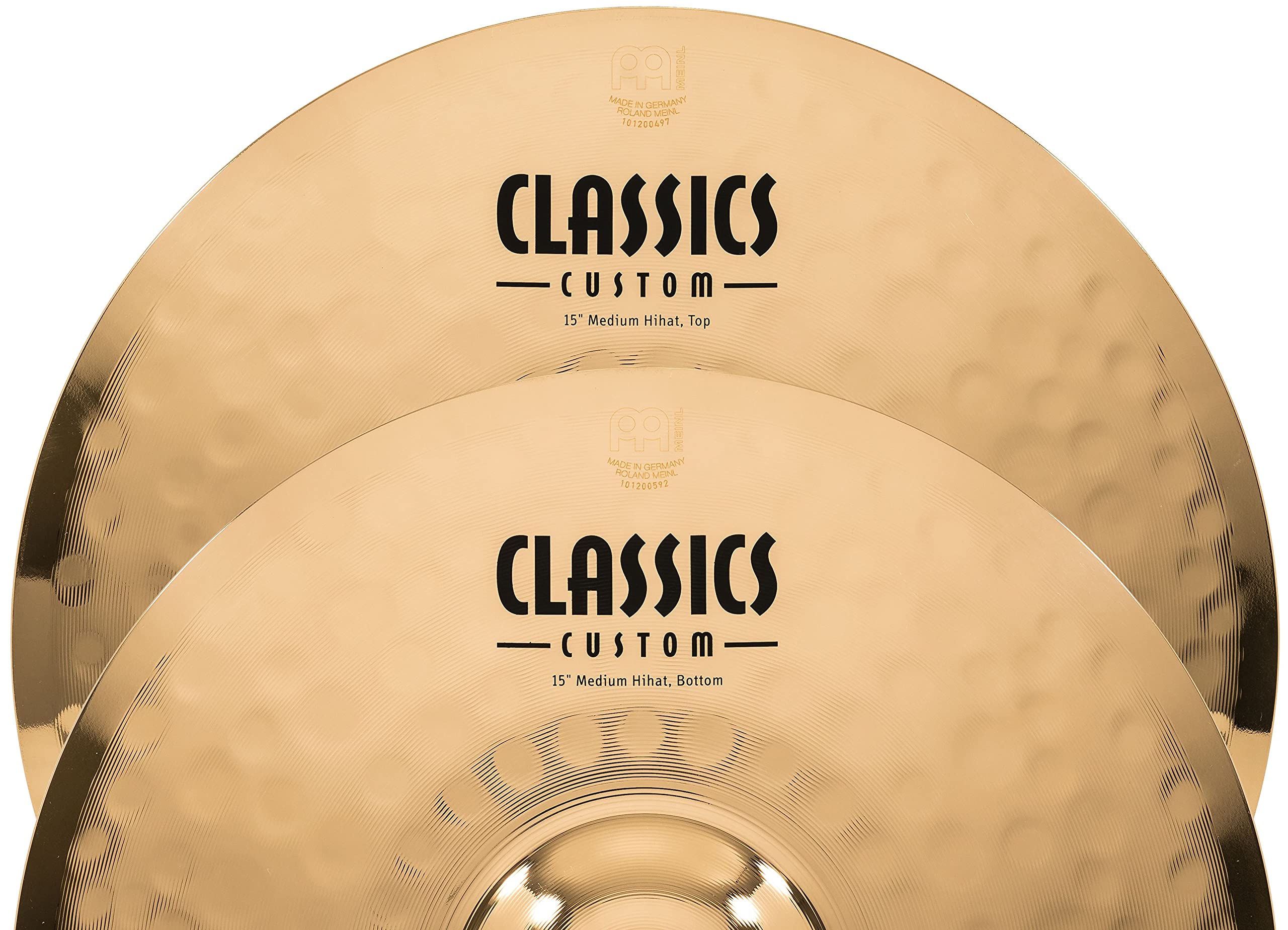 Meinl 15" Medium Hihat (Hi Hat) Cymbal Pair - Classics Custom Brilliant - Made in Germany, 2-YEAR WARRANTY (CC15MH-B)