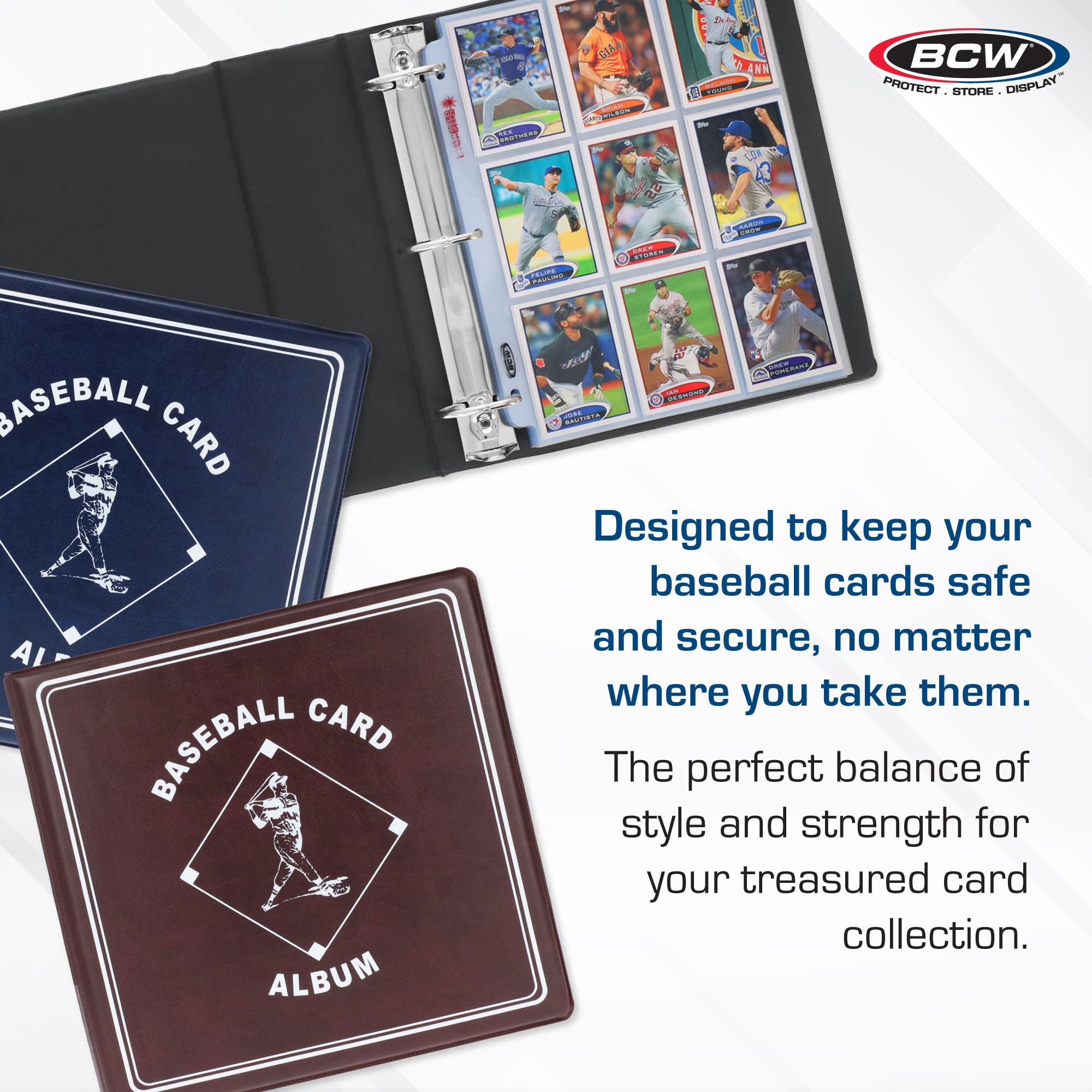 BCW Supplies 3" Baseball Album - Black | Premium Durable Binder for 90 Baseball Cards Heavy-Duty D-Ring, Lasting Durability, and Classic Display | Ideal for Collectors, Storage, and Card Protection