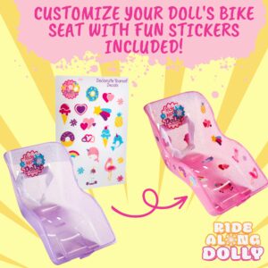 The Original Doll Bicycle Seat (Pink)- Bike Attachment Accessory for All 18"-22" Dolls & Stuffed Animals- Decorate Yourself Decals Included! Kids Gift, Fits Most Bikes Compatible with American Girl