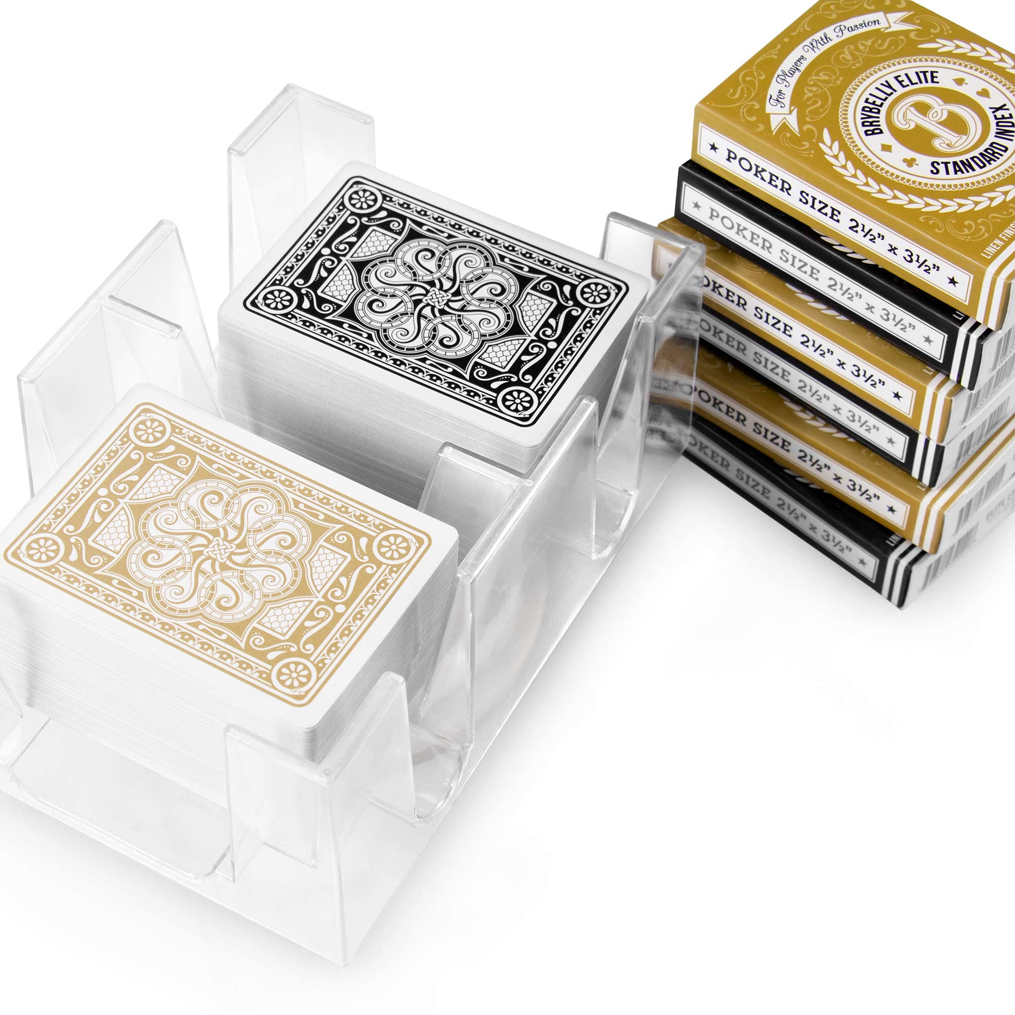 Brybelly Rotating Card Deck Tray | Standard Sized Playing Cards | Rotates in Any Direction | Clear | 9 Deck Tray