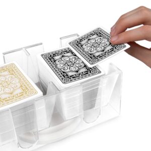 Brybelly Rotating Card Deck Tray | Standard Sized Playing Cards | Rotates in Any Direction | Clear | 9 Deck Tray