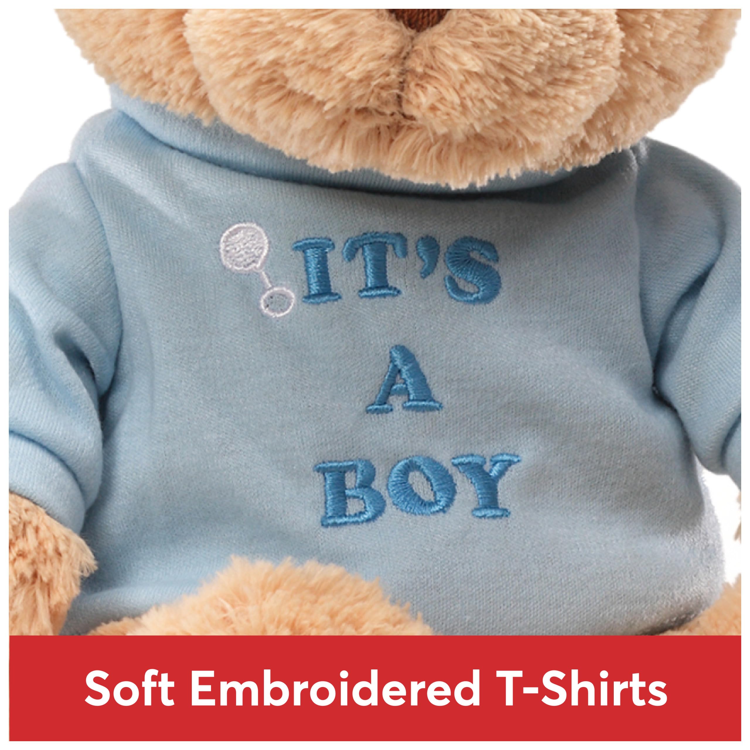 GUND “It’s a Boy” Message Bear with Blue T-Shirt, Teddy Bear Stuffed Animal for Ages 1 and Up, Brown, 12”