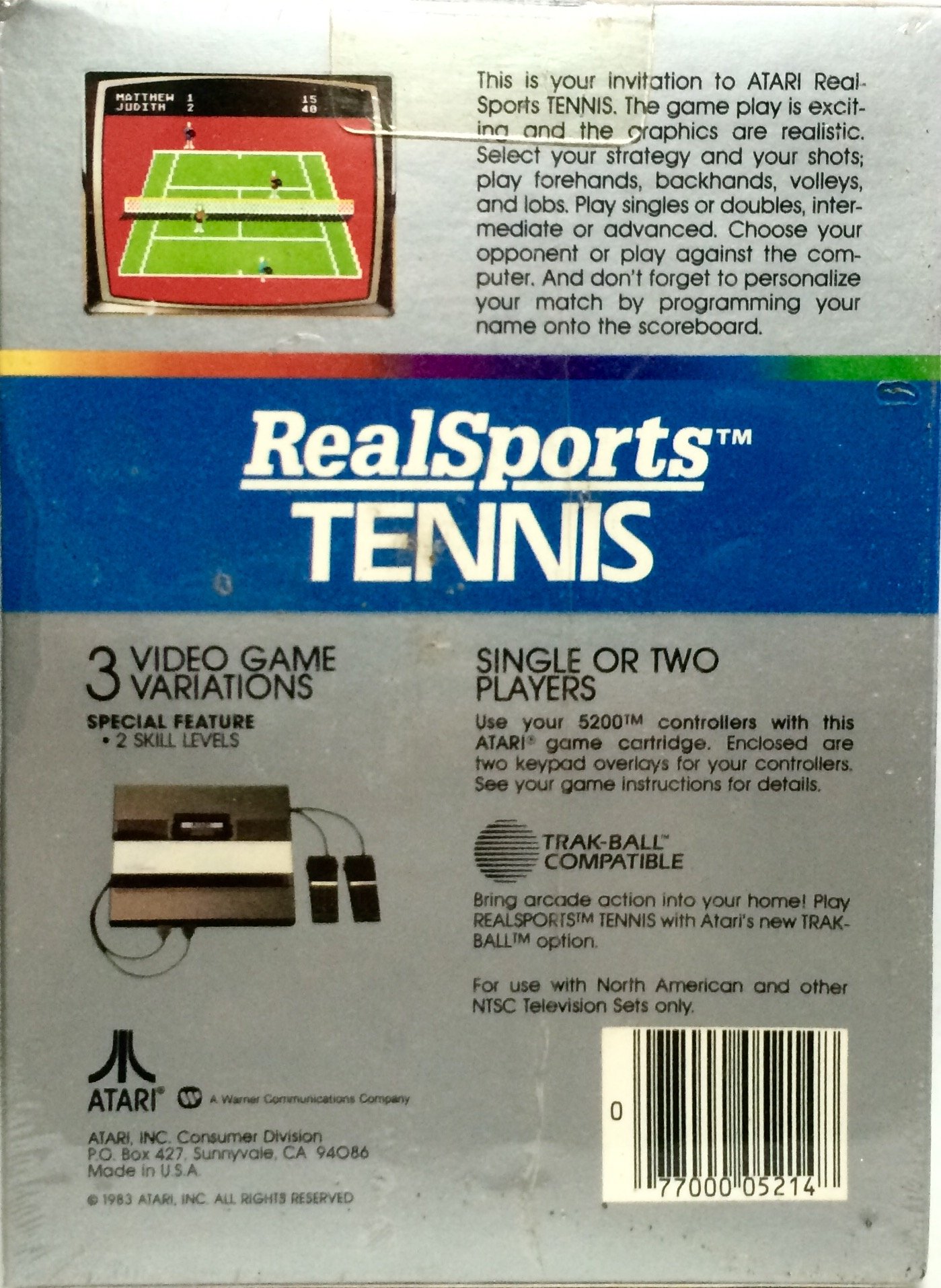 RealSports Tennis (Atari 5200) (Pre-Played - Game Only)