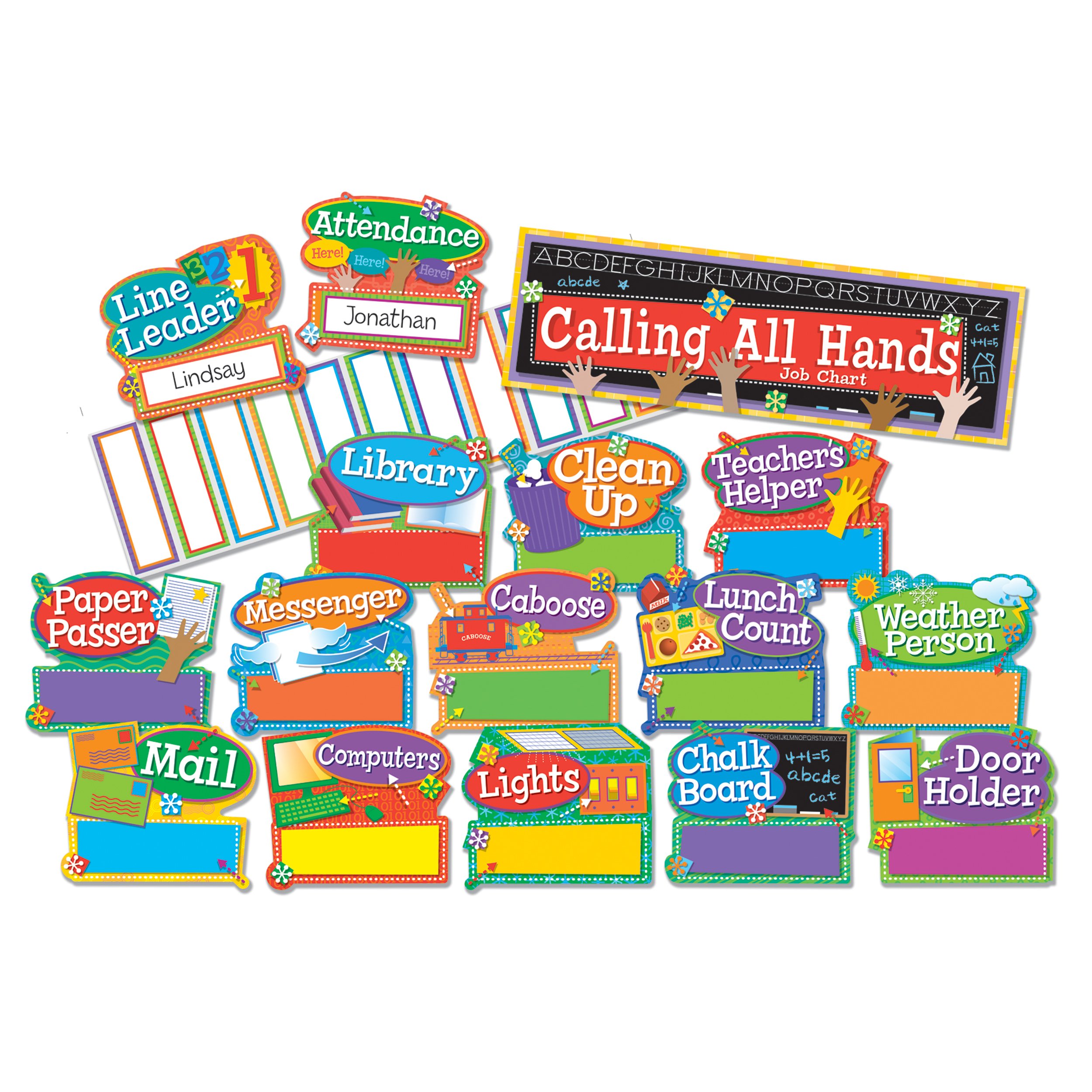 Eureka Calling All Hands Mini Job Chart Bulletin Board Set and Classroom Decorations for Teachers, 41 Pieces