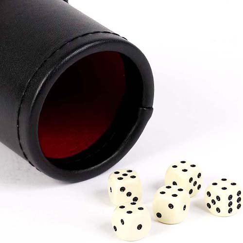 Wall Street Professional Leatherette Dice Cup with 5 (16mm) Dice