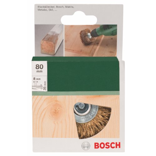 Bosch 2609256541 8 x 80 mm Wood Structure Brush Crimped Wire Shank (Brass-coated)