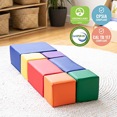 ECR4Kids SoftZone Big Foam Building Blocks, Soft Playset, Assorted, 7-Piece