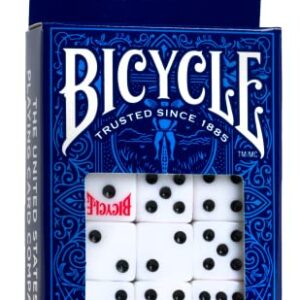 Bicycle Dice Set, Six Sided Dice, D6 Dice, Playing Dice, Standard Game Dice, 10 Count, White, 16 mm