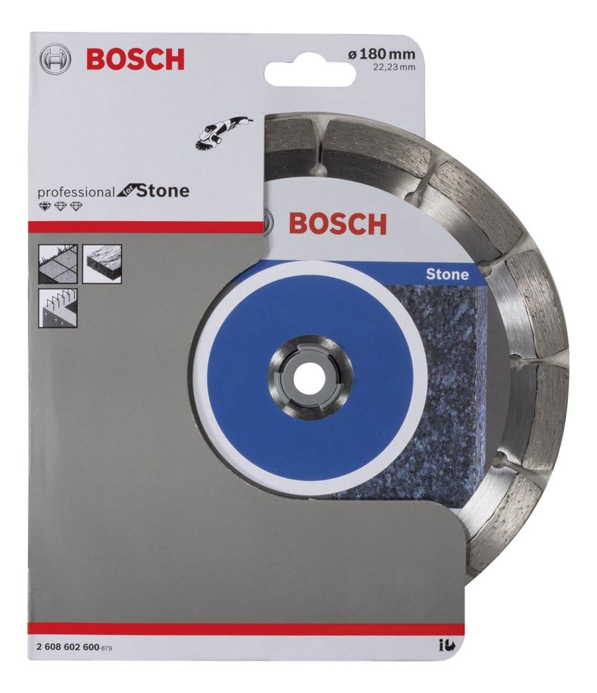 Bosch 2608602600 Standard for Stone Diamond Cutting Disc, 180mm Ø, 22.23mm x 2mm x 10mm, Silver/Grey