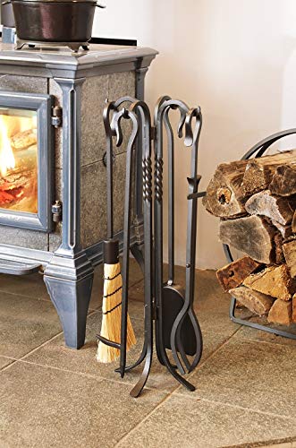 Minuteman International Shepherd's Hook I, 26-in 5-Piece Fireplace Tool Set,WR-21-26,Black