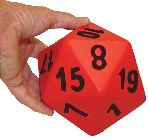 Great Lakes Sports Large (Hand Size) 20 Sided Foam Dice (Sold as a Set of 6)