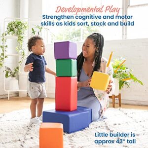 ECR4Kids SoftZone Big Foam Building Blocks, Soft Playset, Assorted, 7-Piece