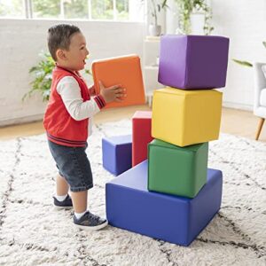 ECR4Kids SoftZone Big Foam Building Blocks, Soft Playset, Assorted, 7-Piece