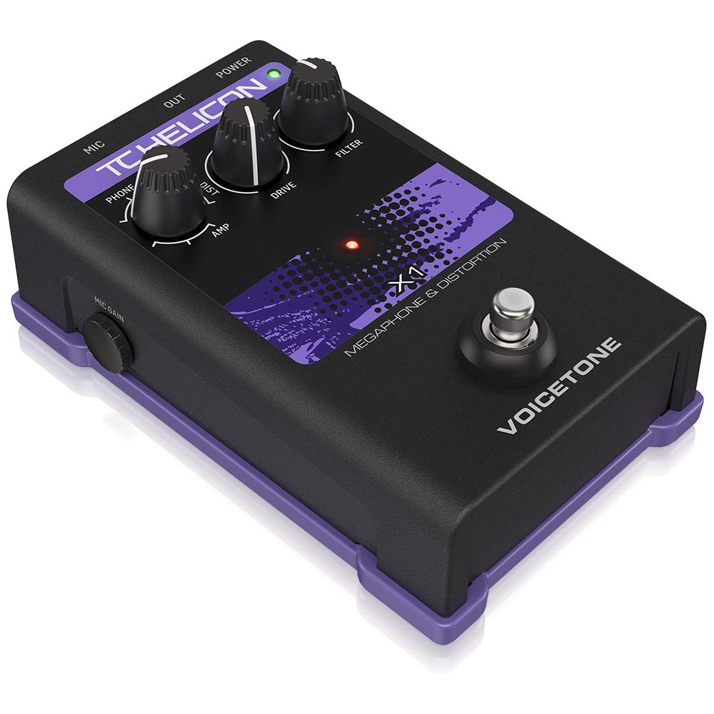 TC-Helicon VOICETONE X1 Single-Button Stompbox for Dramatic Megaphone and Distortion Vocal Effects