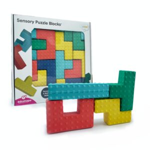 edushape easy grip soft foam sensory puzzle blocks, 18 piece