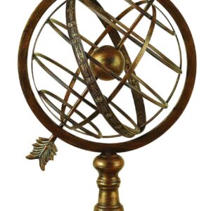 Deco 79 Metal Compass Armillary Globe, 17" x 14" x 25", Brass