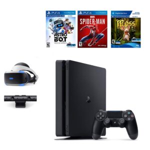 Sony-Playstation 4 Slim 1TB Console PS4 VR Bundle: PS Camera, PS VR Headset, Dual Shock 4 Wireless Controller, Game: Astro Bot Rescue Mission, Spider-Man, Moss Game, Choose Your Holiday PS 4 System