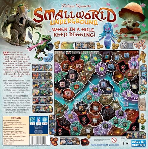 Small World: Underground Board Game - Unleash Fantasy Races in the Depths! Fantasy Strategy Game for Kids & Adults, Ages 8+, 2-5 Players, 30-90 Min Playtime, Made by Days of Wonder