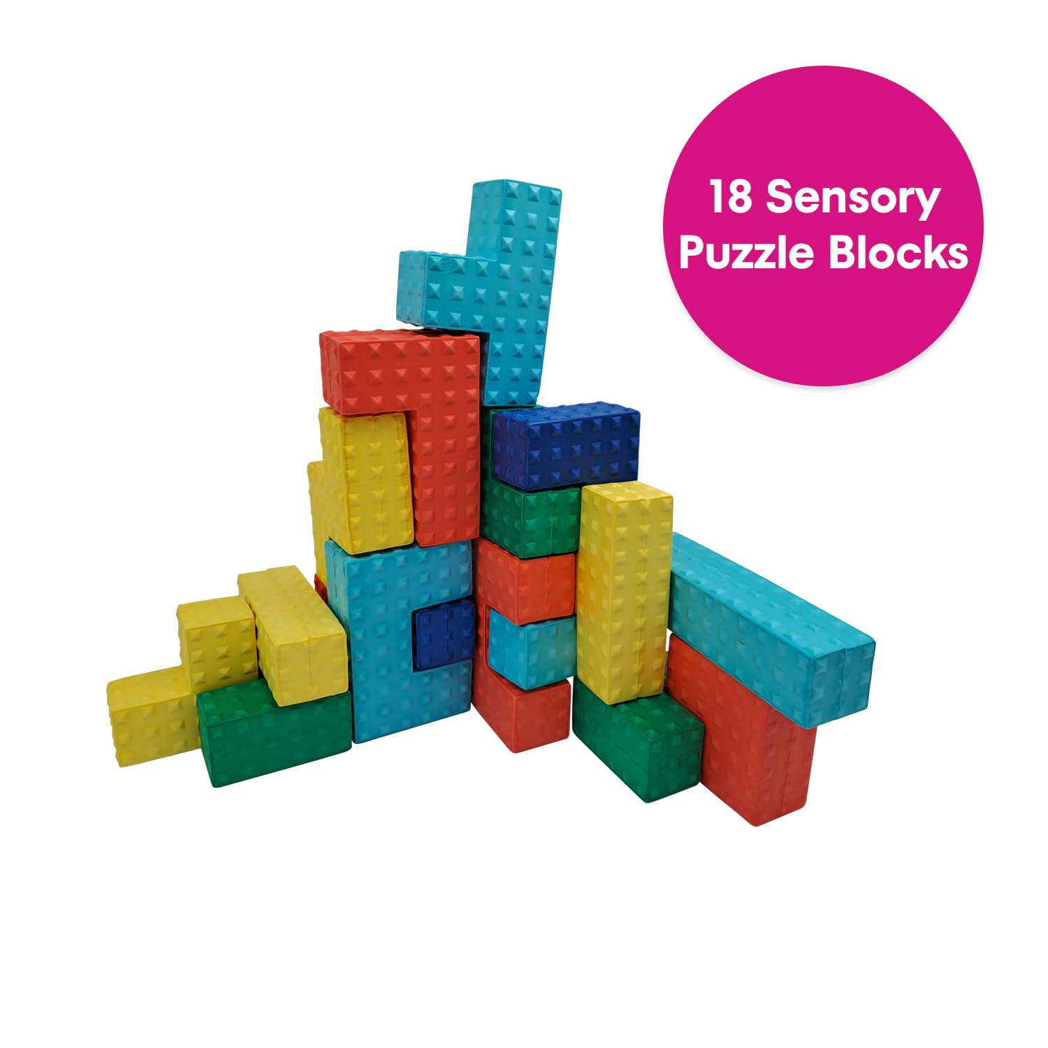 Edushape Easy Grip Soft Foam Sensory Puzzle Blocks, 18 Piece