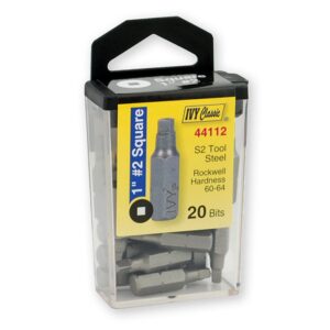 ivy classic 44112 impact plus 1" #2 square insert bit, 20-piece contractor pack