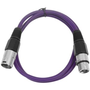 seismic audio - saxlx-3 - 3' purple xlr male to xlr female patch cable - balanced - 3 foot patch cord