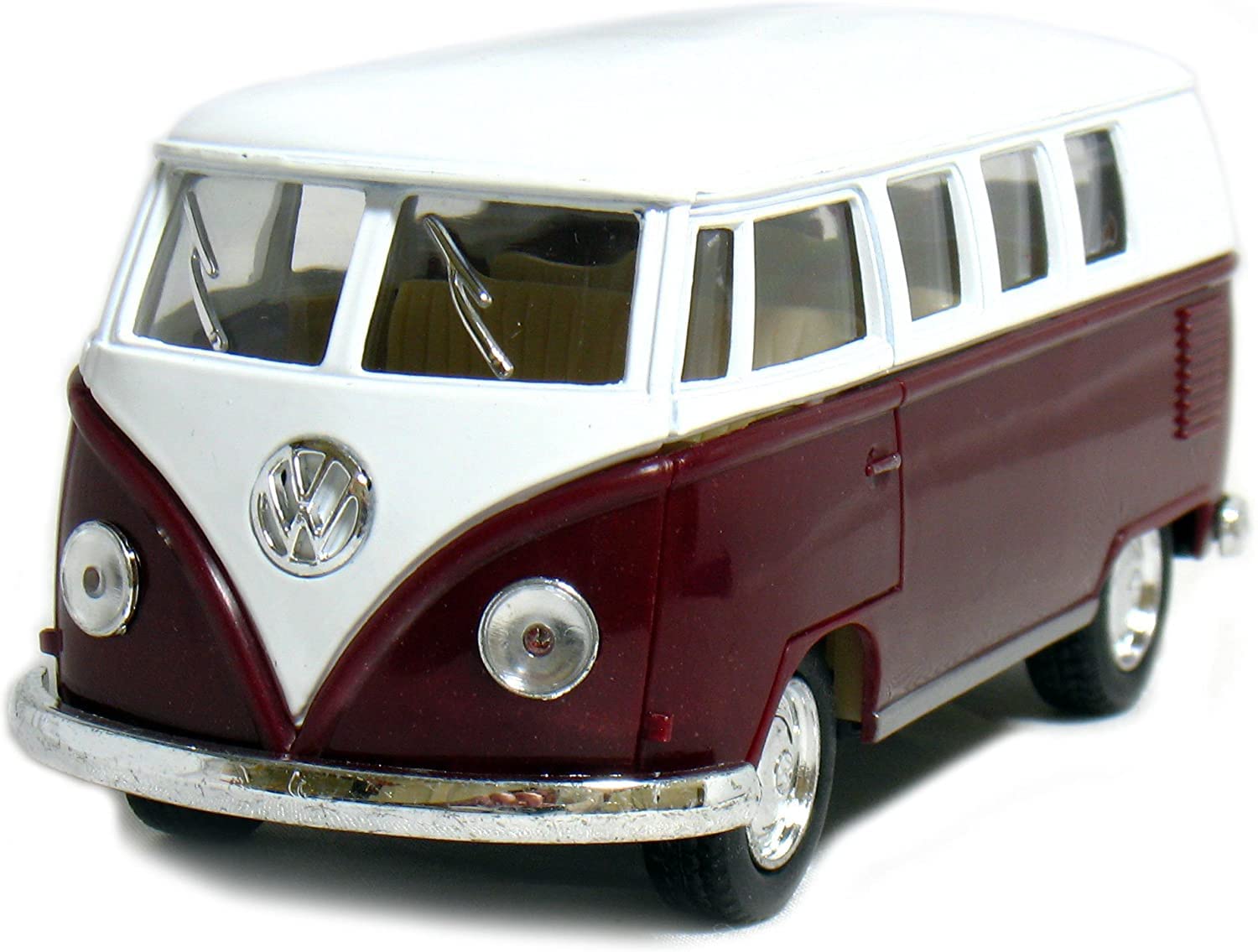 Set of 4: 5" Classic 1962 Volkswagen Van 1:32 Scale (Green/Maroon/Red/Yellow)