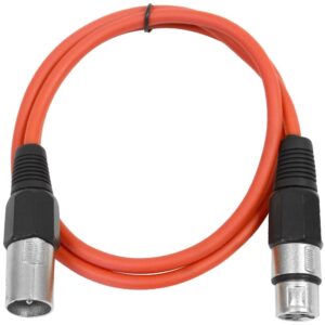 seismic audio - saxlx-3 - 3' red xlr male to xlr female patch cable - balanced - 3 foot patch cord