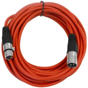 seismic audio - saxlx-25 - 25' red xlr male to xlr female microphone cable - balanced - 25 foot patch cord