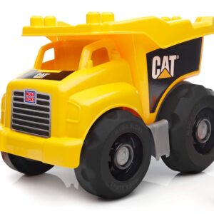 Mega BLOKS Cat Toddler Blocks Building Toy Set, Large Dump Truck with 25 Pieces and Storage, Yellow, Ages 1+ Years