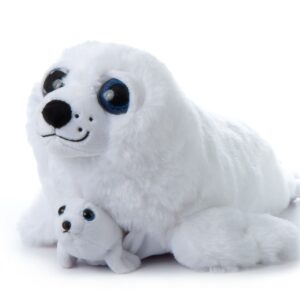 The Petting Zoo Mom and Baby Harp Seal Stuffed Animal, Gifts for Kids, Pocketz Ocean Animals, Harp Seal Plush Toy 14 inches