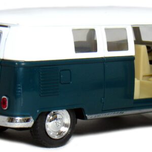 5in Die-cast 1962 VW Classic Bus 1/32 Scale (Green), Pull Back n Go Action.unisex