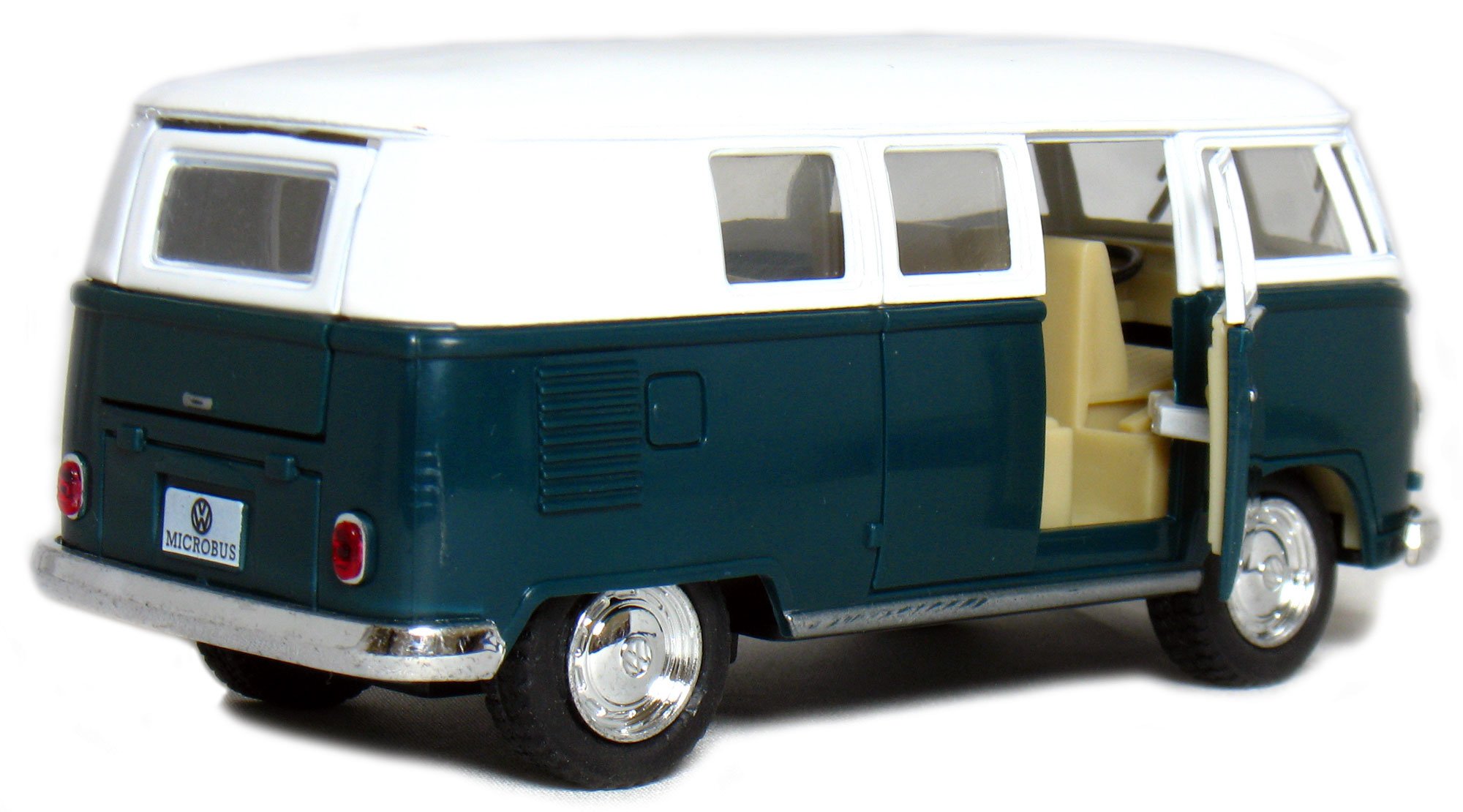 5in Die-cast 1962 VW Classic Bus 1/32 Scale (Green), Pull Back n Go Action.unisex