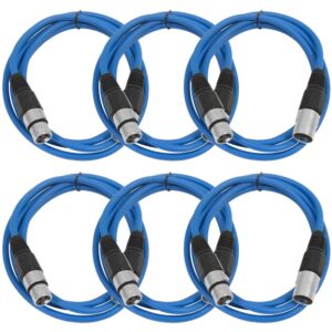 seismic audio - saxlx-6 - 6 pack of 6' blue xlr male to xlr female patch cables - balanced - 6 foot patch cords