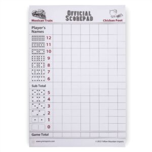 yellow mountain imports mexican train and chicken foot dominoes scorepad/scoring sheets (8.2 x 5.5 inches) - 60 sheets