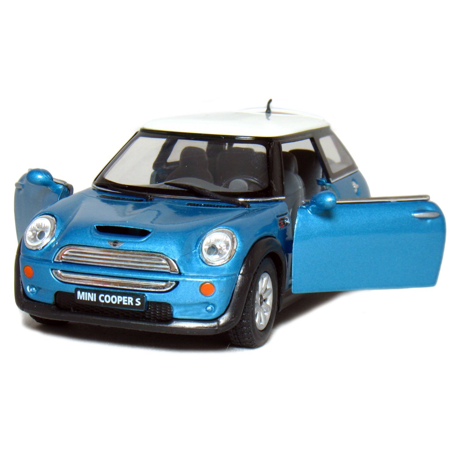 KiNSMART Mini Cooper S 5" 1:28 Scale Die Cast Metal Model Toy Car Blue w/Pullback Action