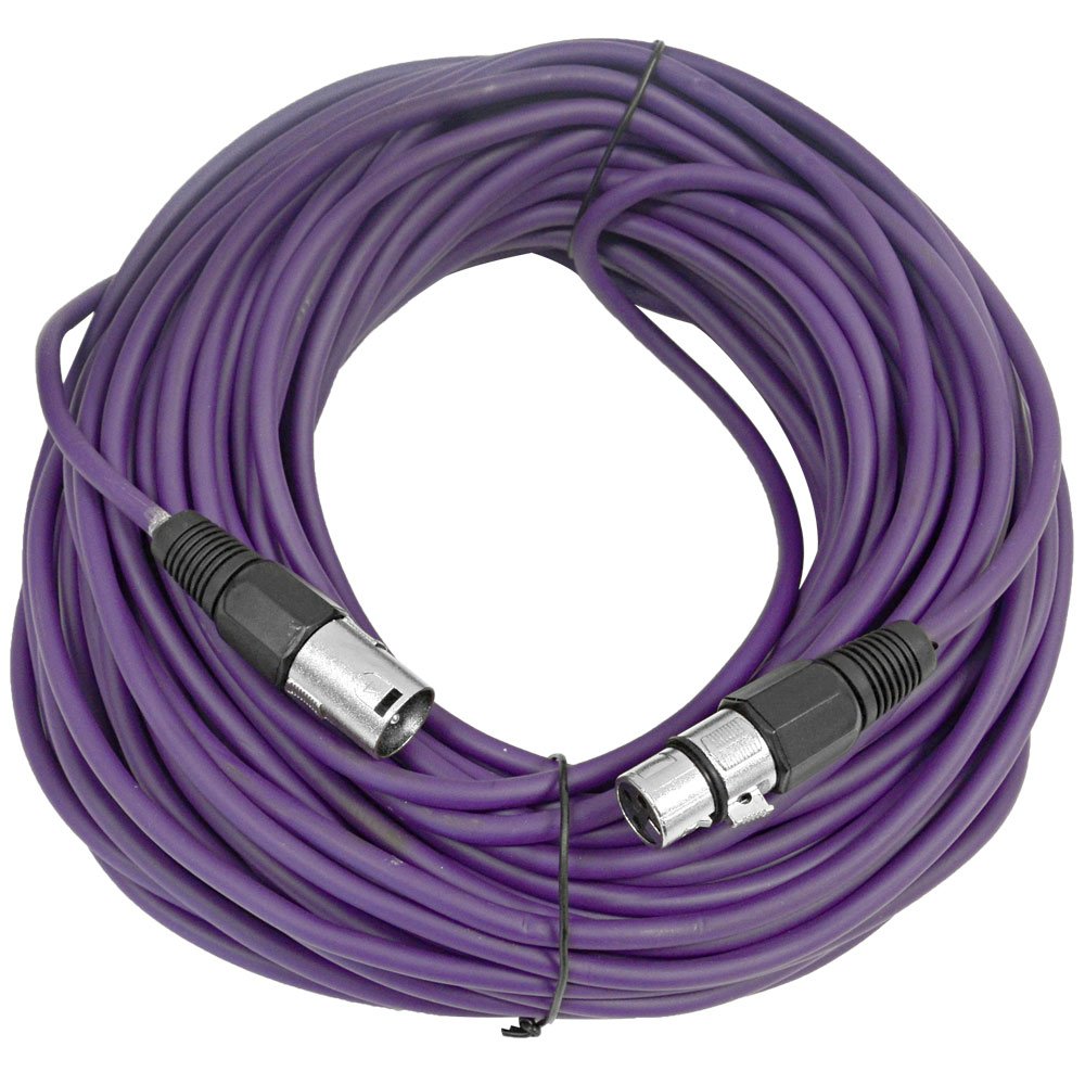 SEISMIC AUDIO - SAXLX-100 - 100' Purple XLR Male to XLR Female Microphone Cable - Balanced - 100 Foot Patch Cord