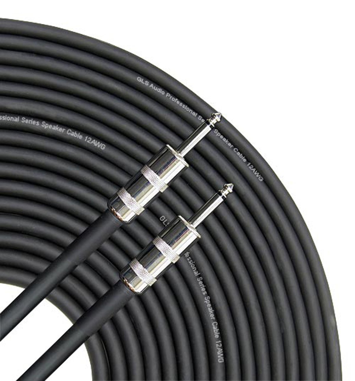 GLS Audio Speaker Cable 1/4" to 1/4" - 12 AWG Professional Bass/Guitar Speaker Cable for Amp - Black, 25 Ft.