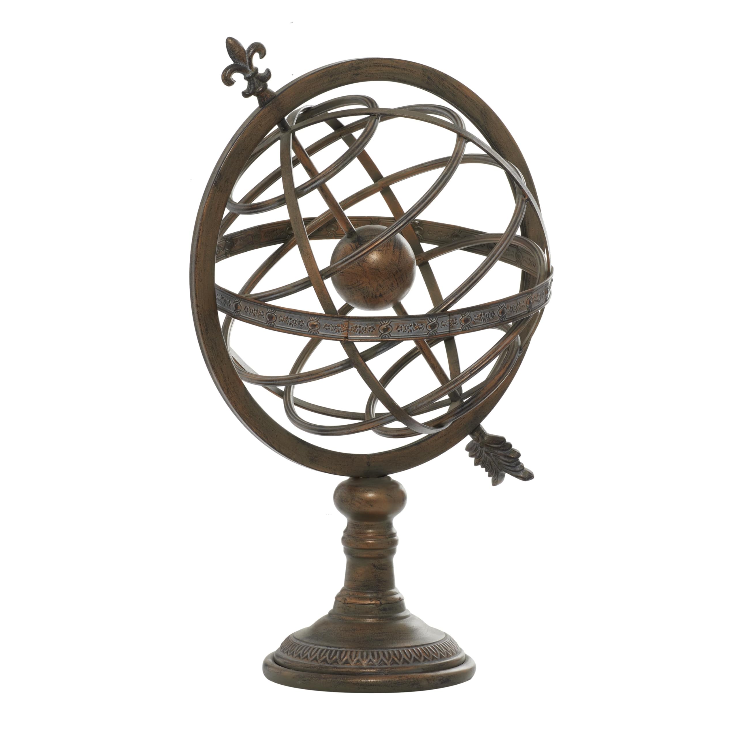 Deco 79 Metal Compass Armillary Globe, 17" x 14" x 25", Brass