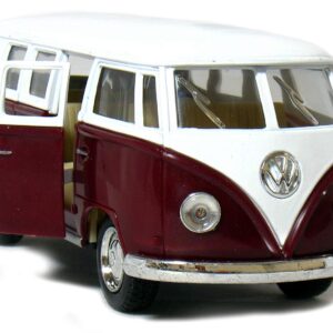 KiNSMART 1962 Volkswagen Classic Bus 1:32 Scale 5" Die Cast Metal Model Toy Car Maroon