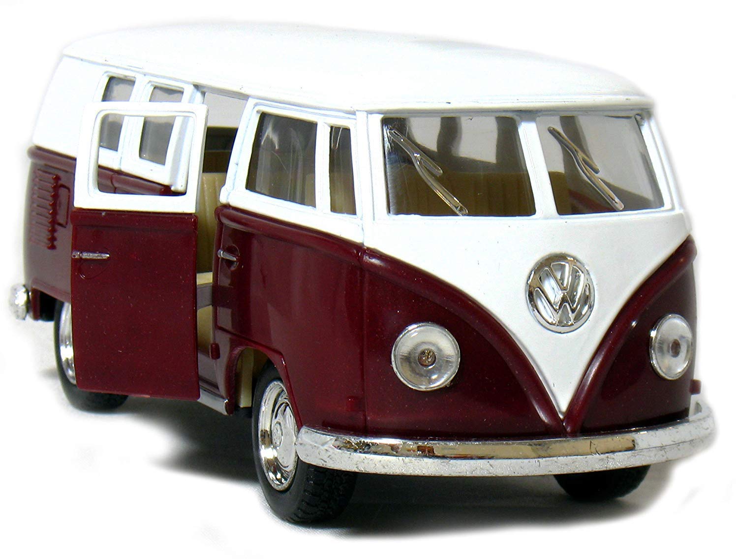 KiNSMART 1962 Volkswagen Classic Bus 1:32 Scale 5" Die Cast Metal Model Toy Car Maroon