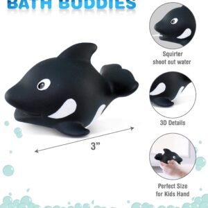 DolliBu Killer Whale Bath Buddy Squirter - Floating Orca Whale Rubber Bath Toy, Fun Water Squirting Bathtime Play for Toddlers, Cute Sea Life Animal Toy for The Bathtub, Beach & Pool for Girls & Boys