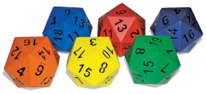 great lakes sports large (hand size) 20 sided foam dice (sold as a set of 6)