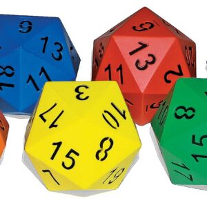 Great Lakes Sports Large (Hand Size) 20 Sided Foam Dice (Sold as a Set of 6)