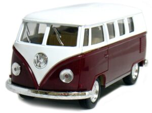 kinsmart 1962 volkswagen classic bus 1:32 scale 5" die cast metal model toy car maroon